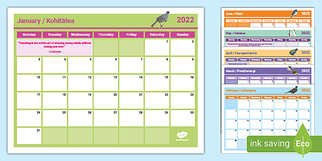 New Zealand Editable 2022 Teacher Calendar - Twinkl
