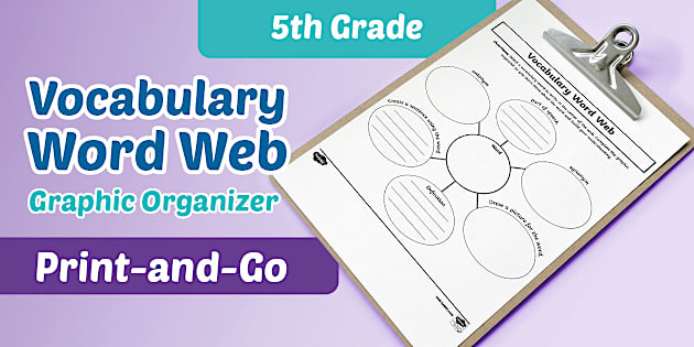 Fifth Grade Vocabulary Word Web Graphic Organizer - Twinkl
