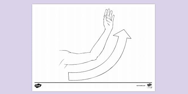 FREE! - Bent Waving Arm with Arrow Colouring Sheet - Twinkl