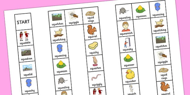 2 Syllable SQU Board Game (teacher made) - Twinkl