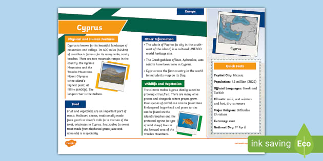 KS2 Cyprus Fact File (nauczyciel wykonał) - Twinkl KS2 Cyprus Fact File (nauczyciel wykonał) - Twinkl