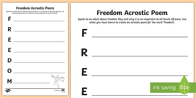 Freedom Day Acrostic Poem teacher Made 