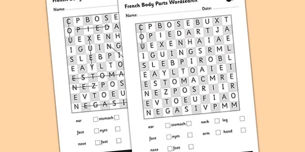 French Body Parts Wordsearch (teacher made) - Twinkl