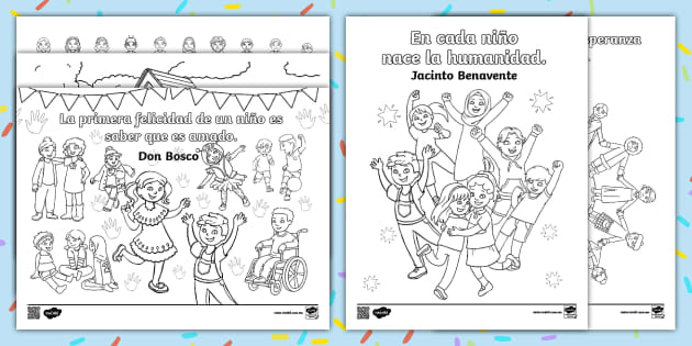 Hojas para colorear: Día del Niño y de la Niña - Twinkl