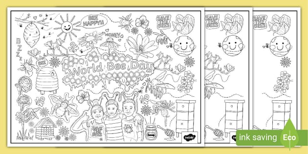World Bee Day Doodles - Colouring Pages | Twinkl - Twinkl