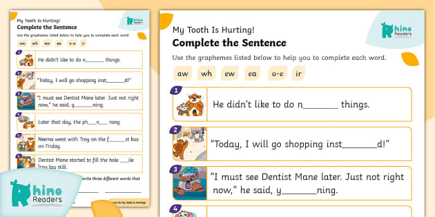 * NEW * Level 5b My Tooth Is Hurting!: Complete the Sentence