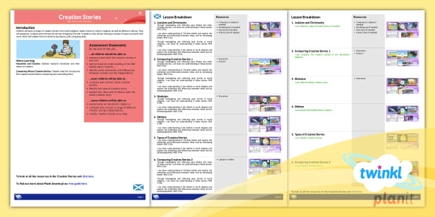 FREE! - RE: Creation Stories Year 6 CfE Overview - Twinkl