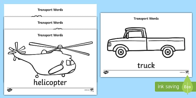 Vehicle and Transport Words Colouring Sheets | Twinkl