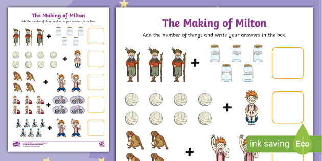 The Making of Milton Up to 10 Addition Sheet (teacher made)