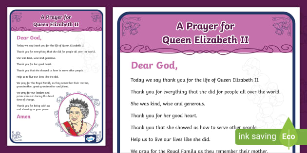 FREE! - EYFS Prayer for Queen Elizabeth II (teacher made)