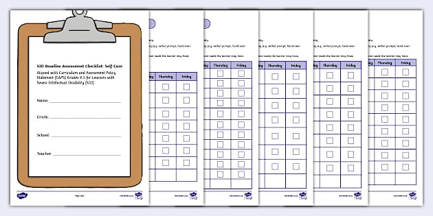 SID Baseline Assessment Checklist: Self-Care (teacher made)