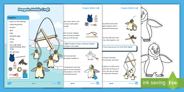 Penguin Mobile Craft (teacher made) - Twinkl