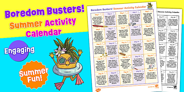 Boredom Busters! Summer Activity Calendar for Older Kids