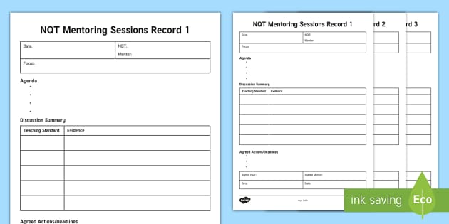 NQT Mentoring Sessions Record (teacher made)