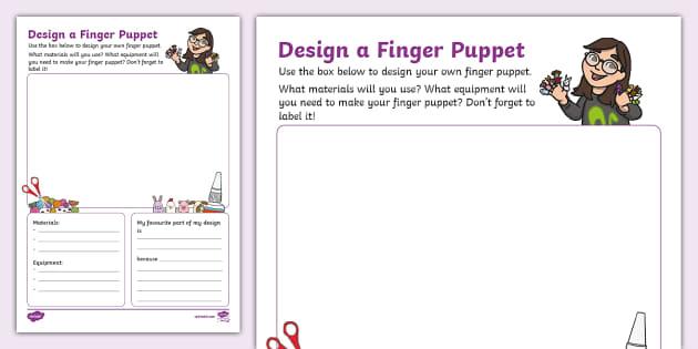 Design a Finger Puppet Template - KS1 (teacher made)