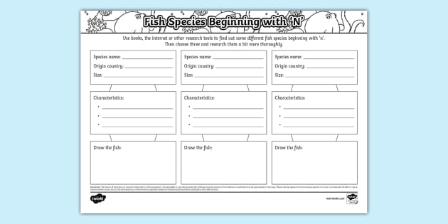 Fish Names Starting with 'N' Research Activity - Twinkl