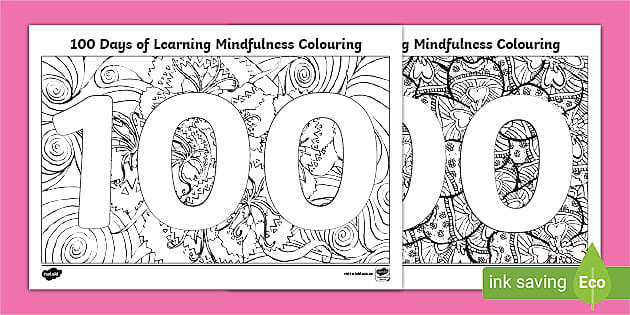 100 Days of Learning Mindfulness Colouring Pages - Twinkl