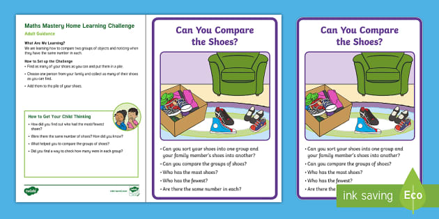 EYFS Maths Mastery Comparing Quantities Home Learning Challenge: Comparing