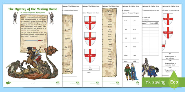 Year 4 The Mystery of the Missing Horse St. George's Day Maths Mystery Game