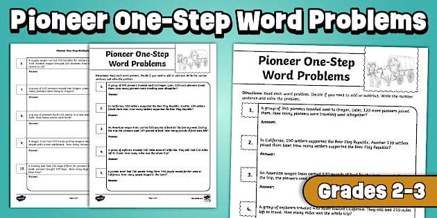 Pioneer One-Step Word Problems for 2nd-3rd Grade
