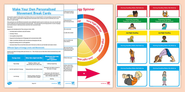 OT: Make Your Own Personalised Movement Break Cards Adult Guidance