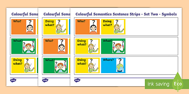 * NEW * Colourful Semantics Sentence Strips - Set Two - Symbols Worksheet