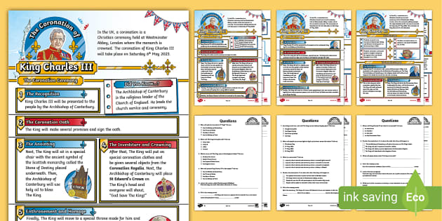 New LKS2 The Coronation of King Charles III Reading Activity