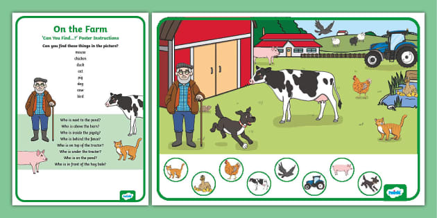 Positions on the Farm Can You Find...? Poster and Prompt Card Pack
