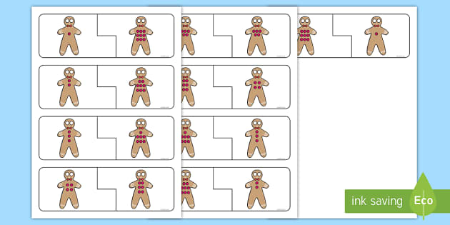 Gingerbread Man Number Bonds to 10 Matching Activity