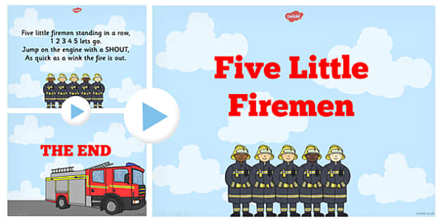 Five Little Firefighters Counting Song PowerPoint - Twinkl