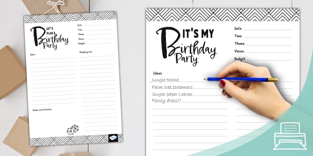 Party Planning Sheet | Birthday Planning | Art Deco - Twinkl
