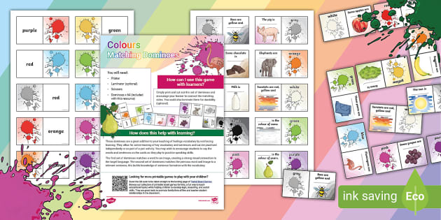 Colours Matching Dominoes Game for Learners of EAL - Twinkl