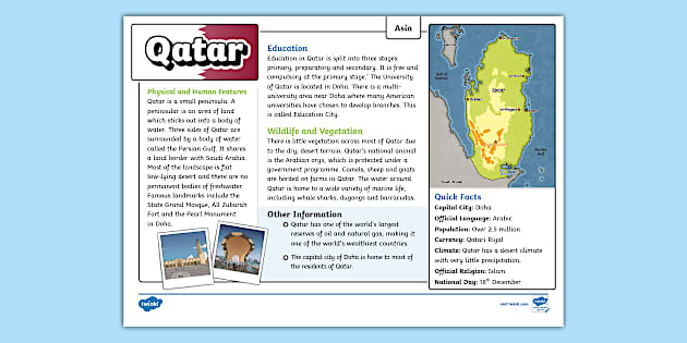 KS2 Qatar Fact File - Geography (Teacher-Made) - Twinkl