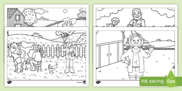 Farmers Colouring Page (teacher made) - Twinkl