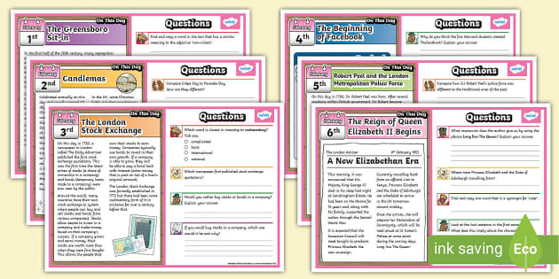 KS2 On This Day Pawsome Comprehension Mat Pack: February