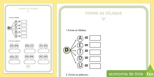 Forme as Sílabas - 'D' (teacher made) - Twinkl