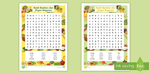Fruit And Vegetables Word Search Indonesian teacher Made 