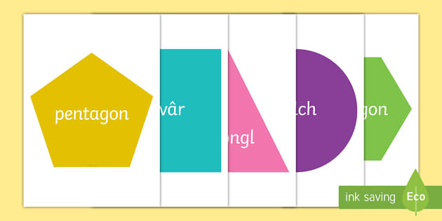 2D Shapes in Welsh Display Cut-Outs | Twinkl Resources