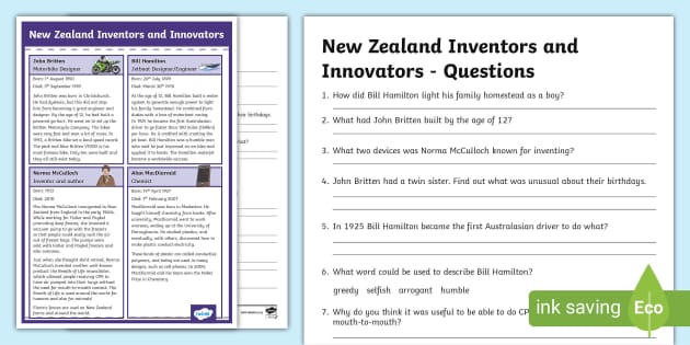 New Zealand Inventors and Innovators Mat Three - Twinkl