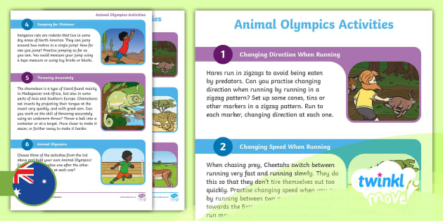 Move PE Year 2 Dance: Athletic Animals Home Learning Tasks