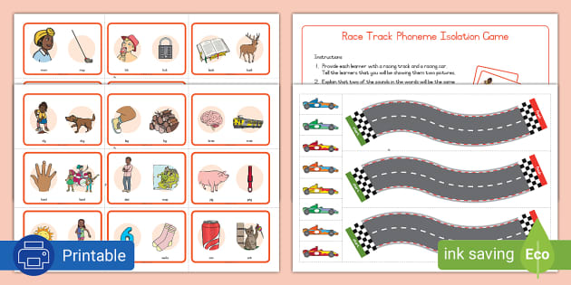 Grade 1 Phonics Term 1: Race Track Phoneme Isolation Game