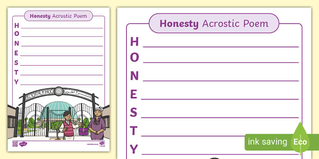 Honesty Acrostic Poem (teacher made) - Twinkl