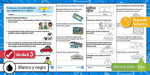 Guía de Trabajo: Problemas Sumas y Restas 3 Dígitos