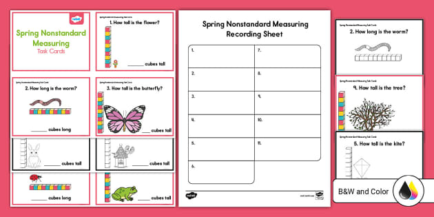 Kindergarten Spring Nonstandard Measuring Task Cards Kindergarten Spring Nonstandard Measuring Task Cards