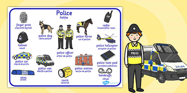Police Word Mat Romanian Translation Teacher Made Twinkl