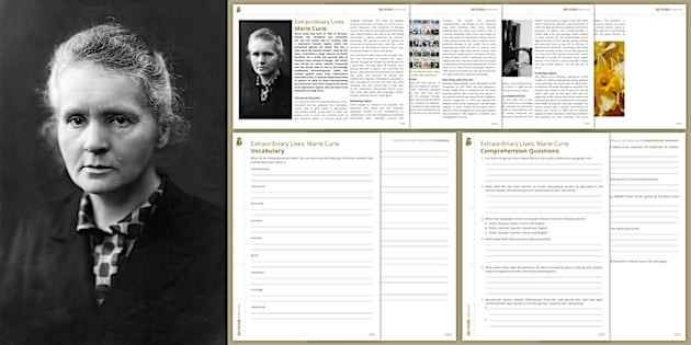 Extraordinary Lives: Marie Curie Reading Comprehension