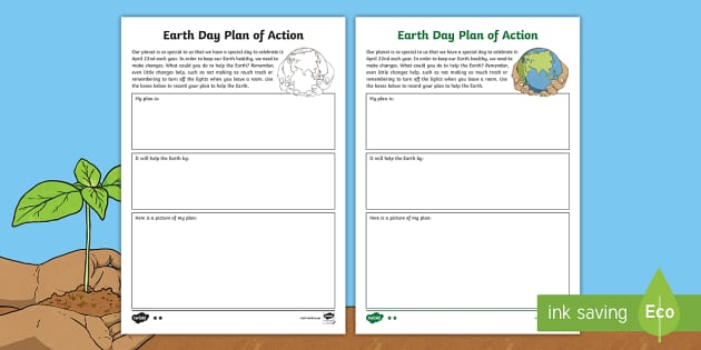 Earth Day Student Action Plan Worksheet | Twinkl Resources