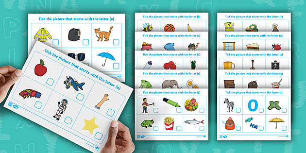Tick the picture that starts with the letter - Alphabet pack