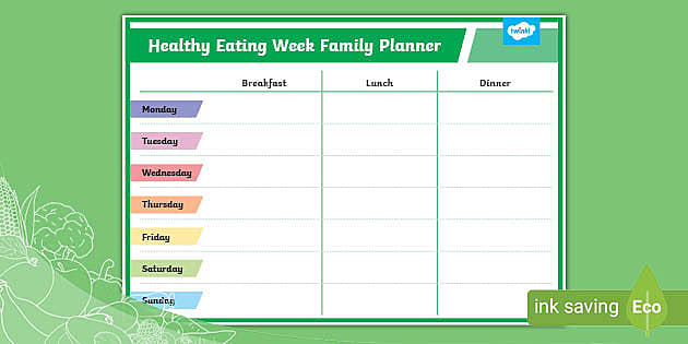 Healthy Eating Week Family Planner | Twinkl Yum - Twinkl