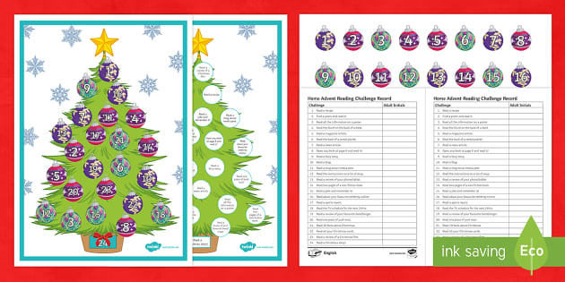 Advent Reading Calendar - Christmas Challenges - Twinkl